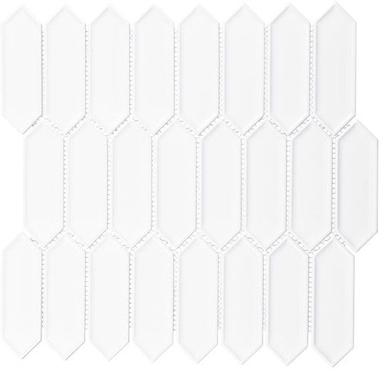 DEK-3501 Esprit Elongated Hexagon Mosaic Tile | Decko Collection White ...
