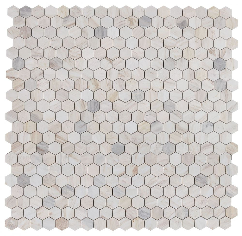 UT-3730 Eurasian Marble Honed 2x2 Hexagon Mosaic Tile | Cream Marble ...